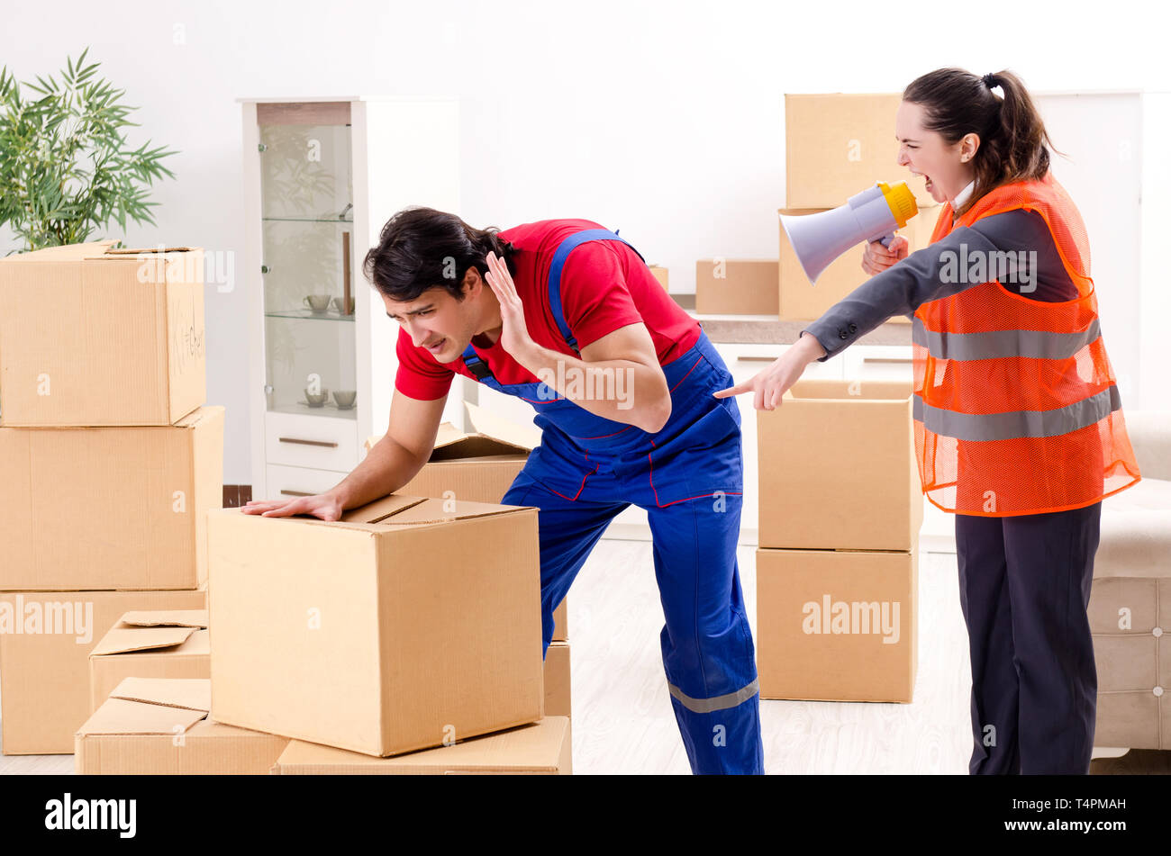 Professional movers doing home relocation Stock Photo - Alamy