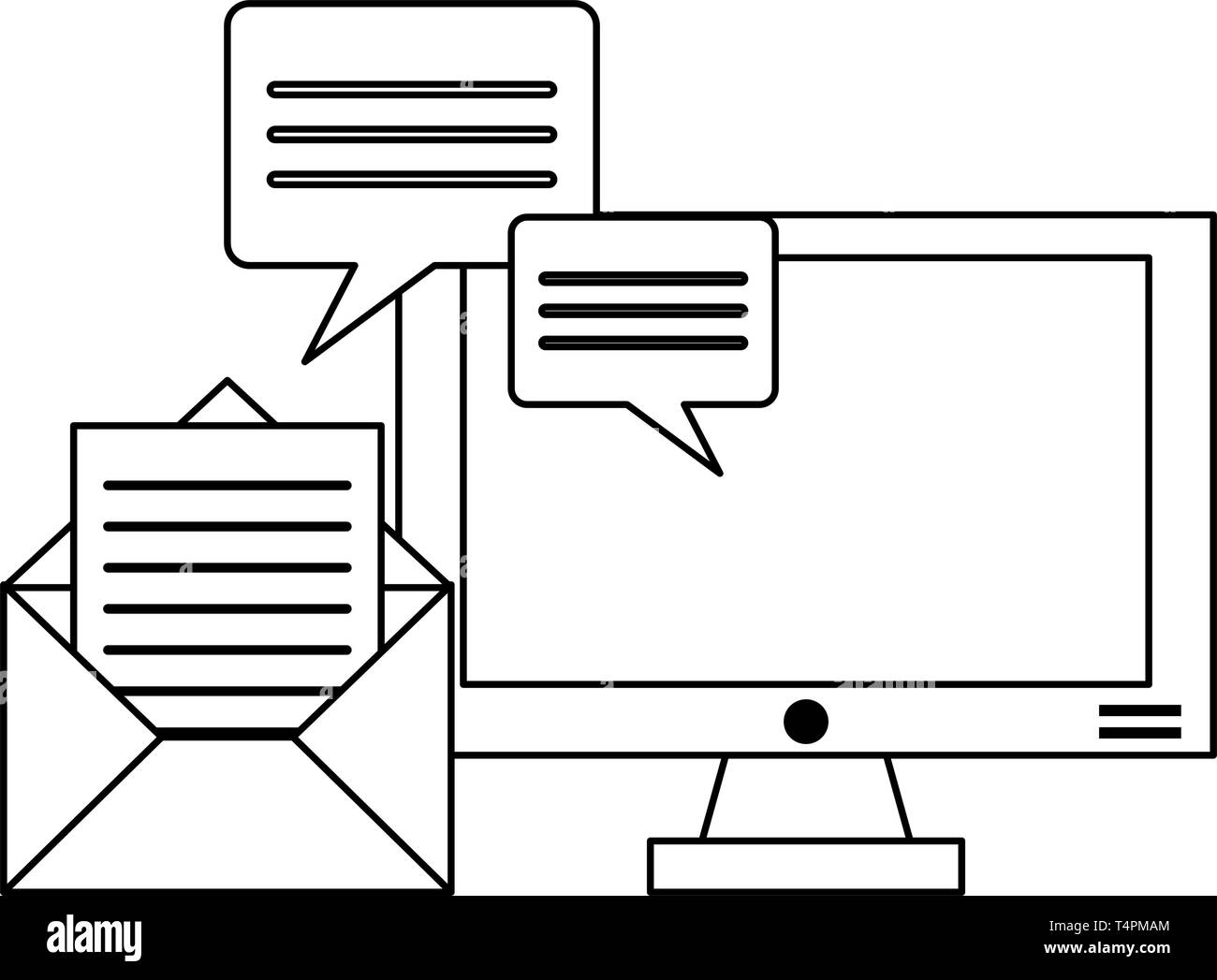 Business communication technology in black and white Stock Vector Image ...