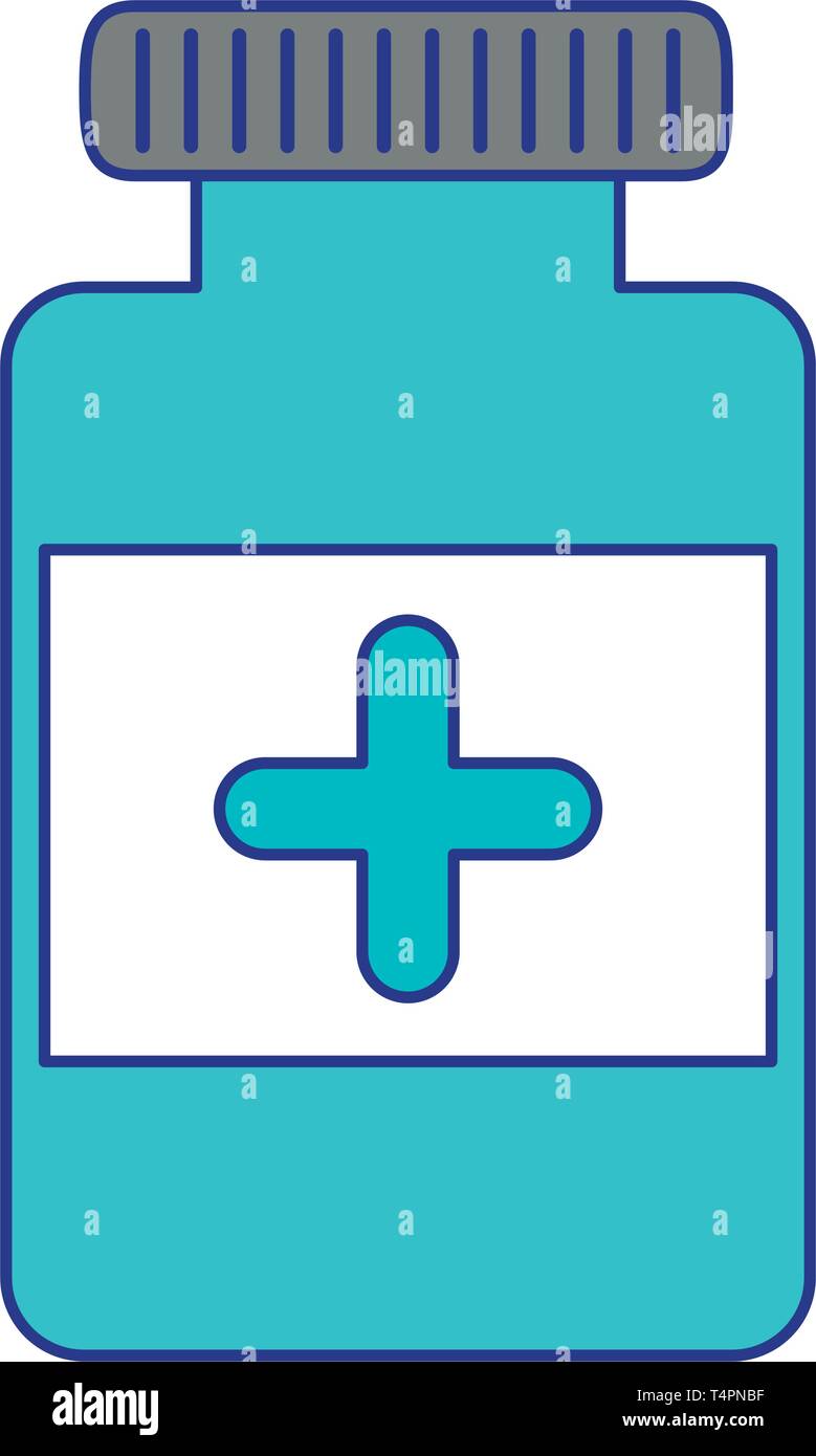 Medicine bottle medical healthcare symbol blue lines Stock Vector Image ...