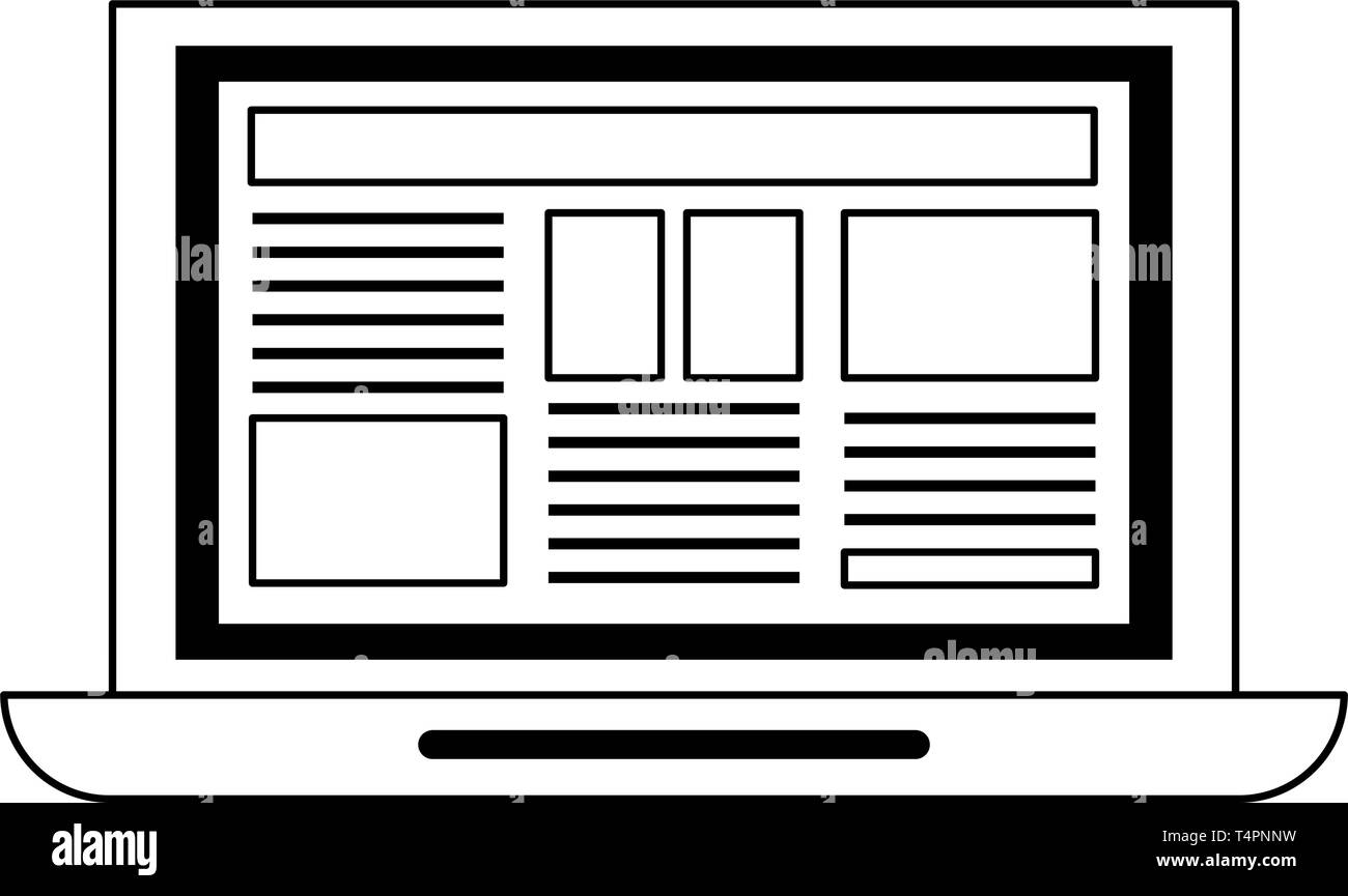 Laptop computer technology in black and white Stock Vector Image & Art ...