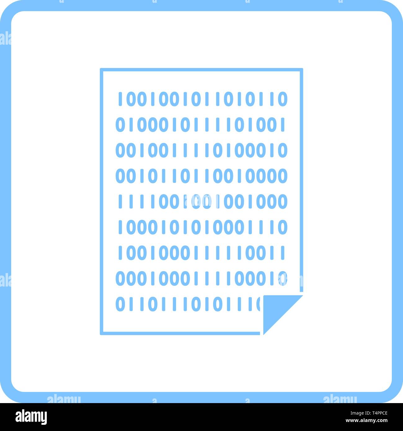 Sheet With Binary Code Icon. Blue Frame Design. Vector Illustration ...