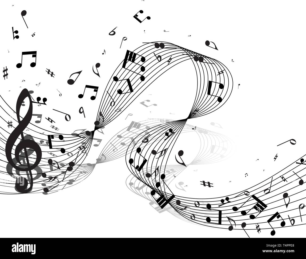 Musical Design From Music Staff Elements With Treble Clef And Notes ...