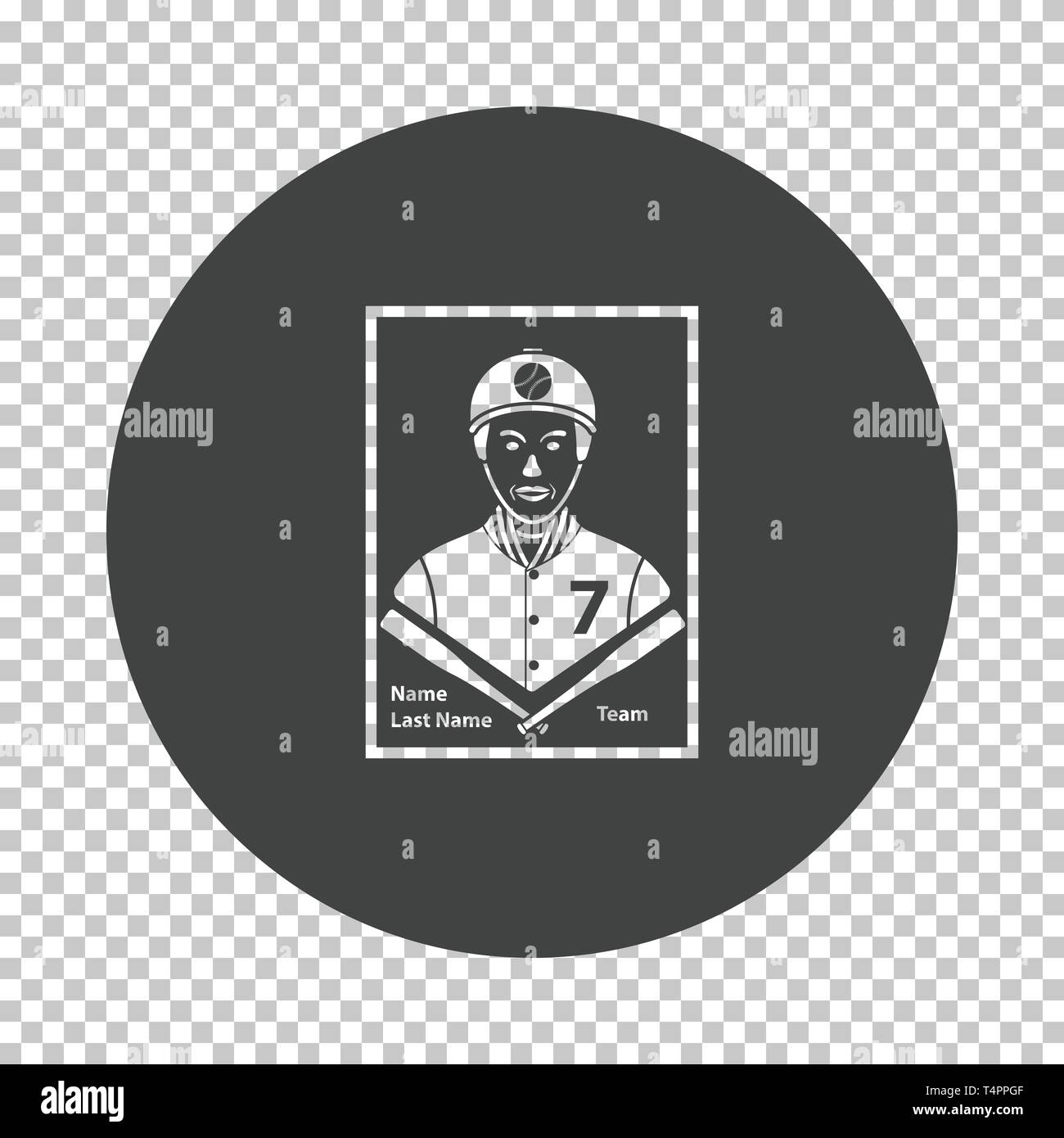 Baseball card icon. Subtract stencil design on tranparency grid. Vector ...