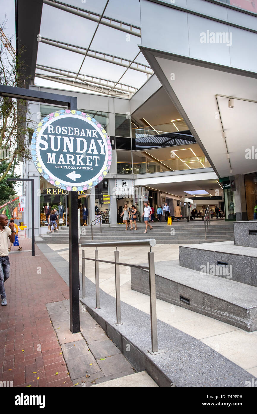 Johannesburg, South Africa, 22nd March- 2019: Entrance to modern mall ...