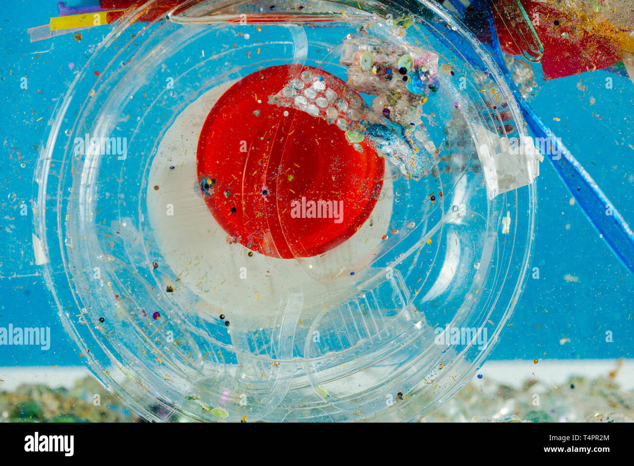 Disgusting harmful pile . Transparent plastic container and packages ...