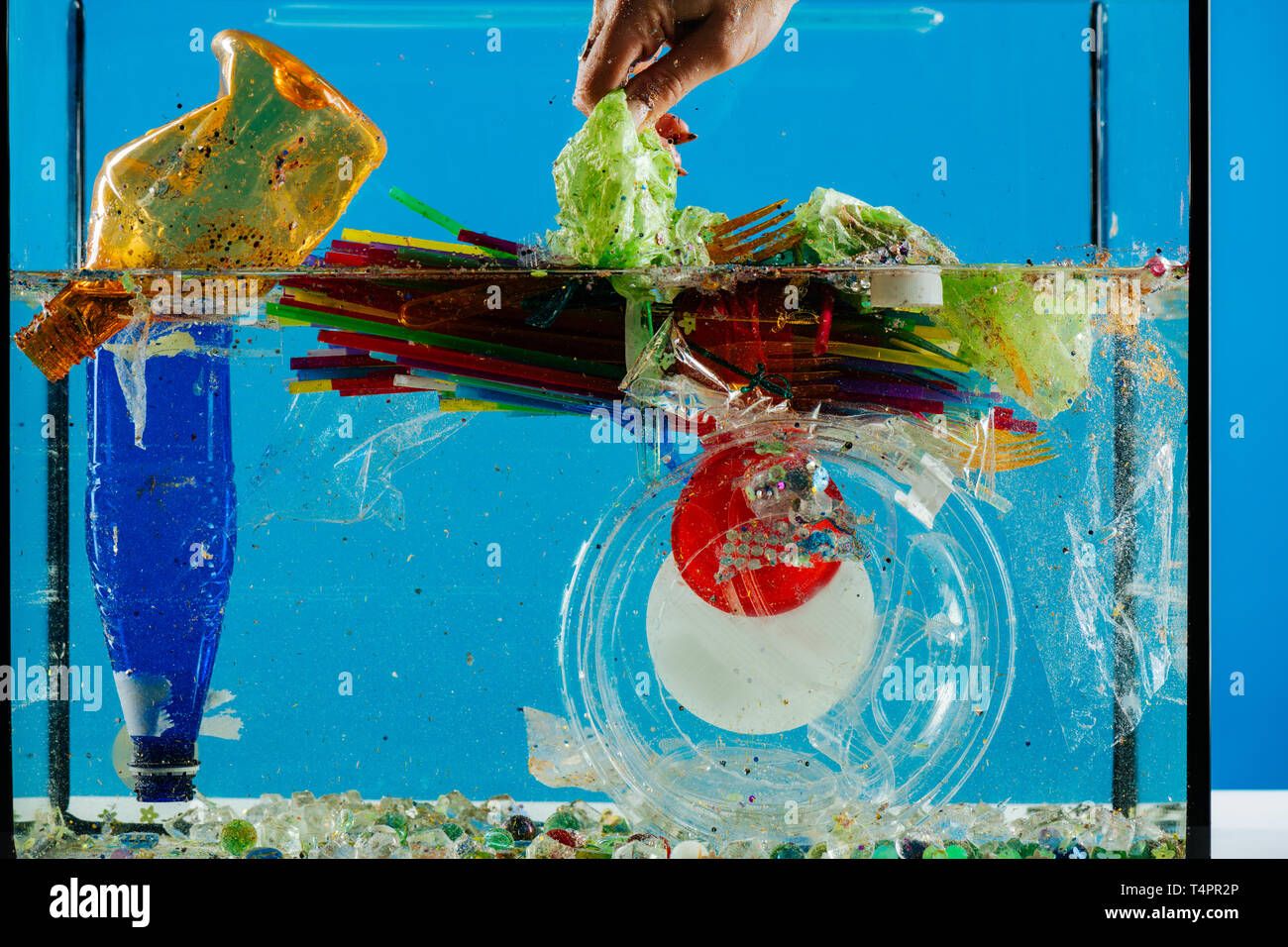 Bunch of garbage. Pile of crumples plastic colorful trash being thrown ...