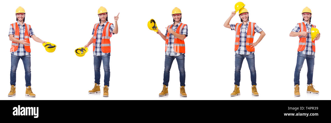 Industrial worker isolated on white Stock Photo - Alamy