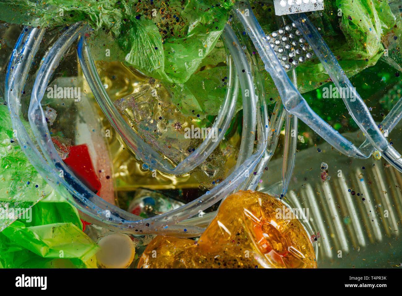 Folded transparent tubes. Specialized transparent tubes being combined ...