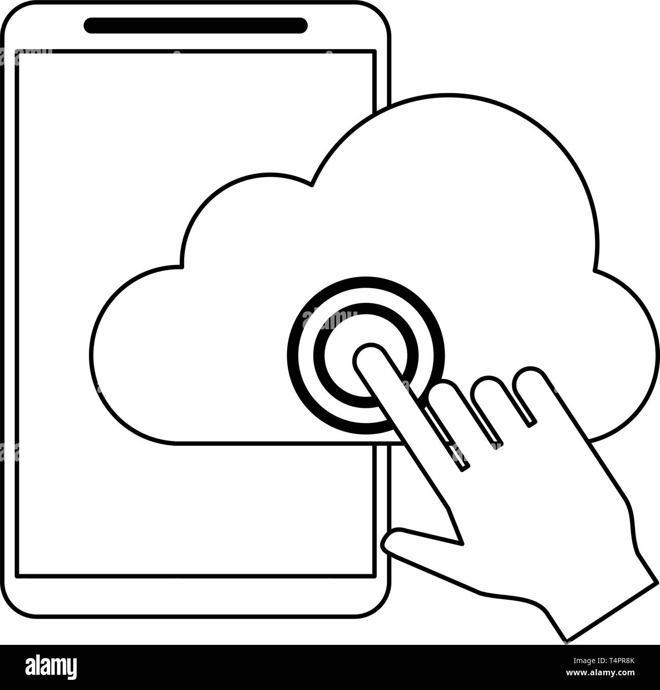 Cloud computing technology in black and white Stock Vector Image & Art ...