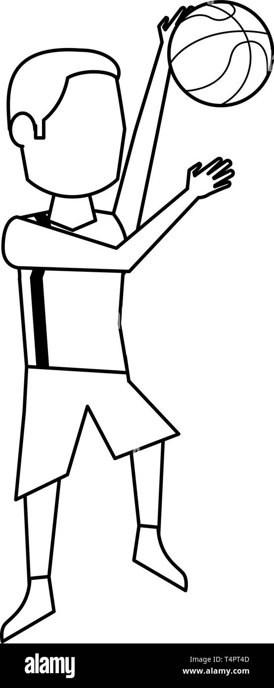 Basketball player with ball avatar in black and white Stock Vector ...