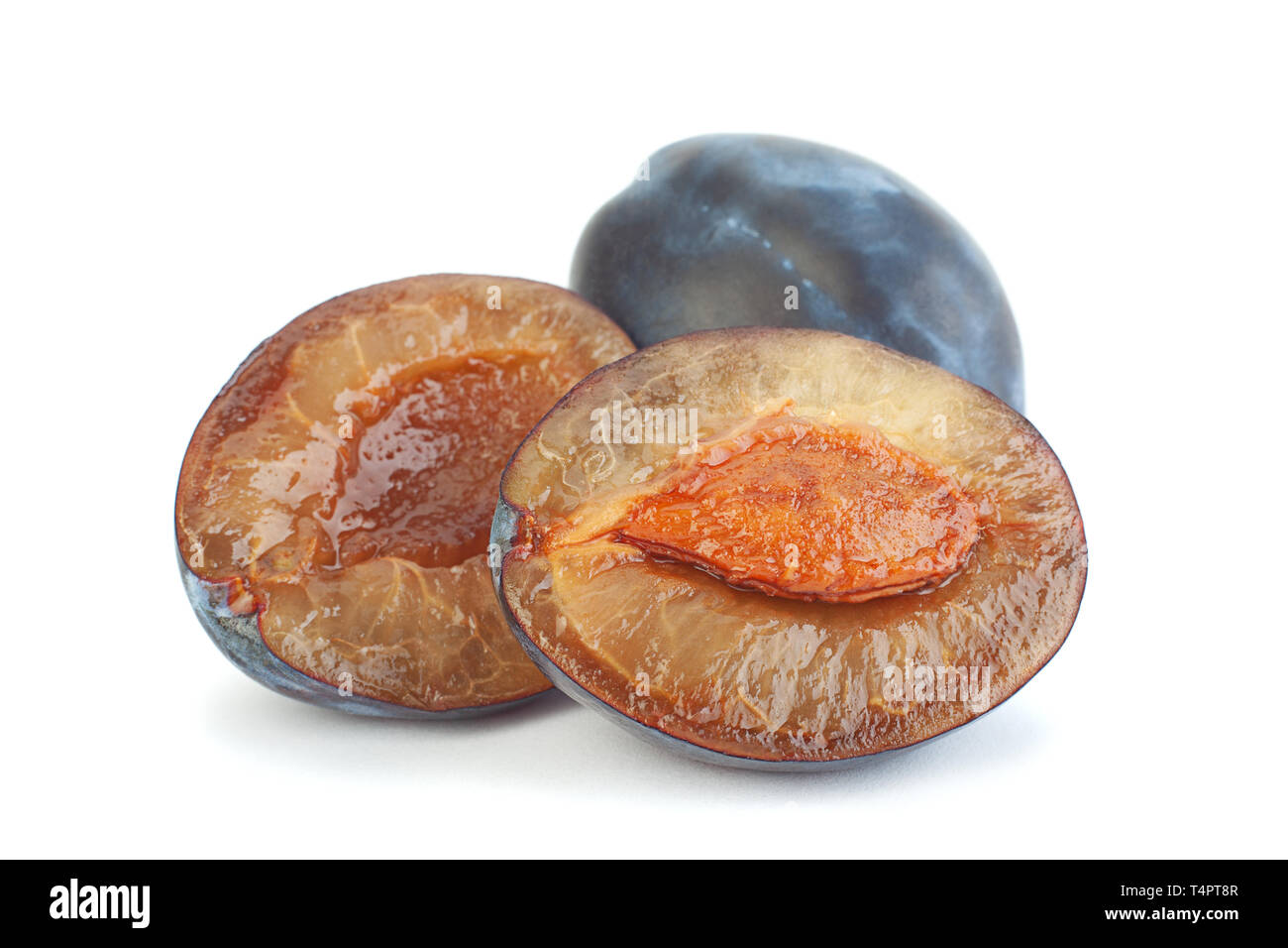 Blue plum fruit closeup isolated on white background Stock Photo - Alamy