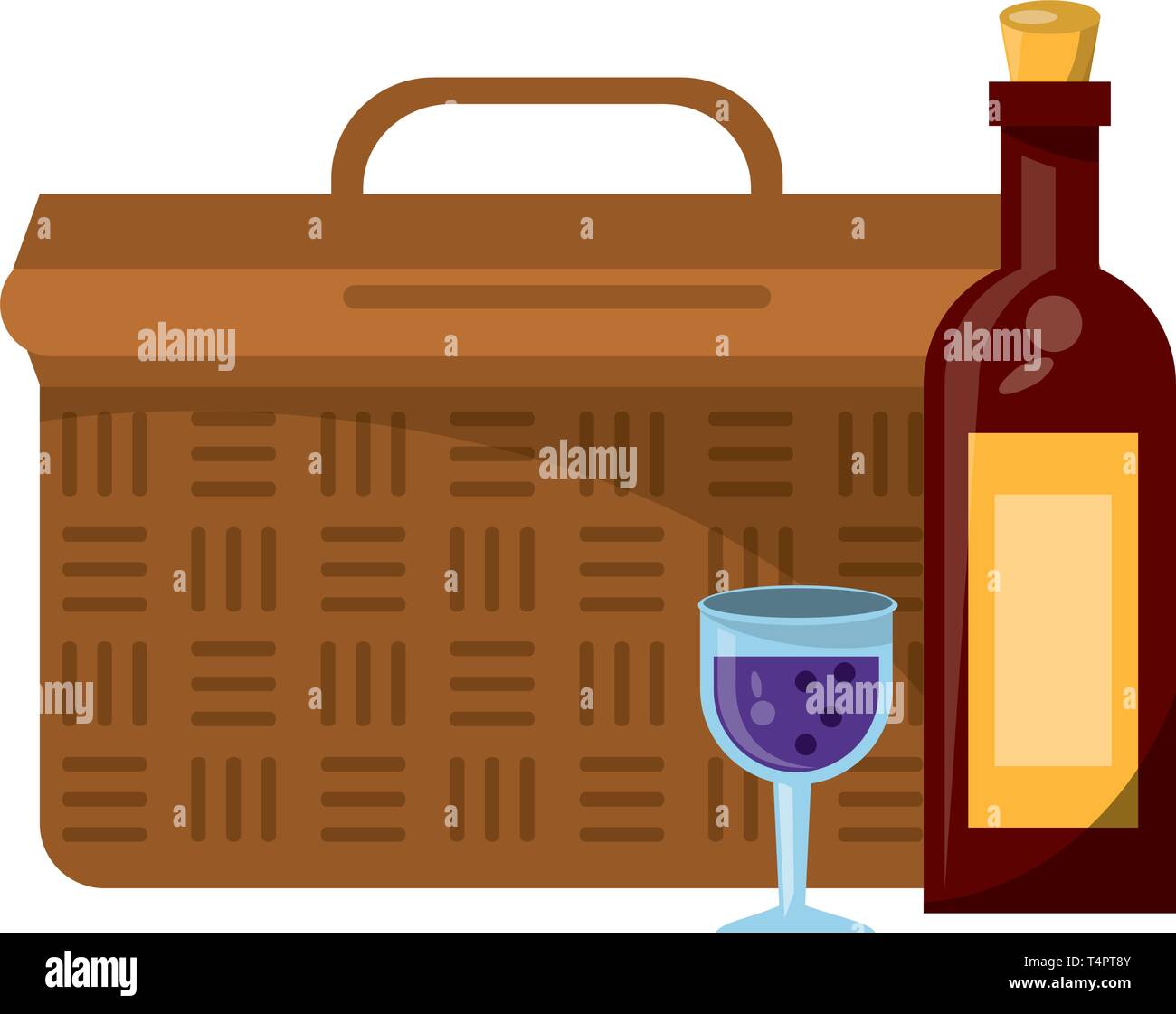 Picnic wicker basket wine Stock Vector Images - Alamy