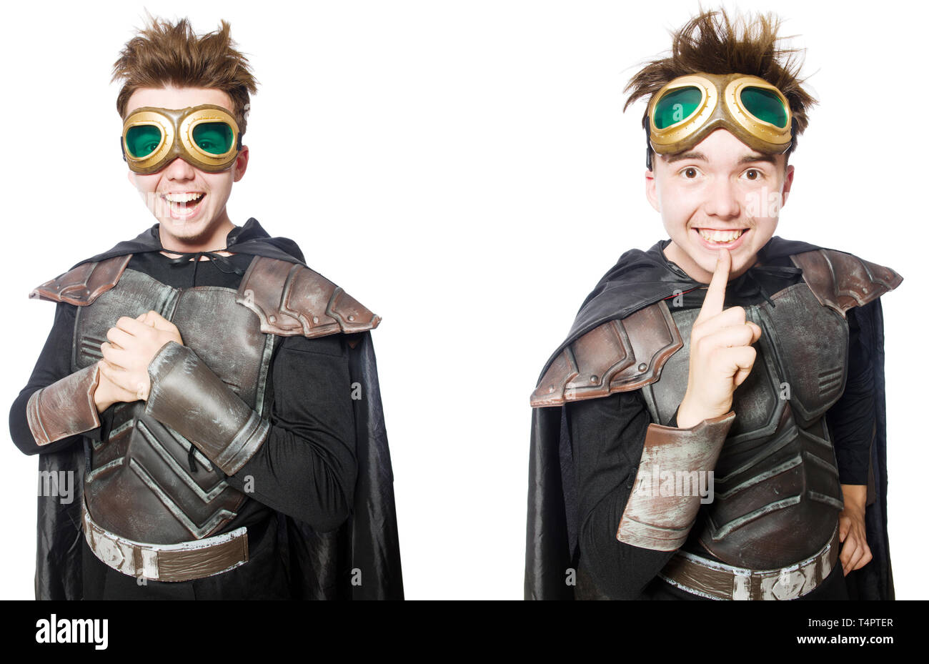 Young funny man in armour suit Stock Photo - Alamy