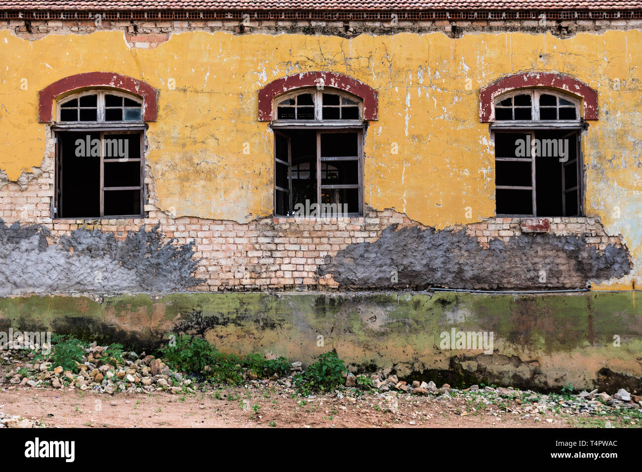 A colonial time building, abandoned by the Portuguese people after the ...