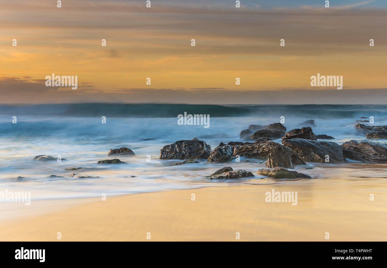 Soft Pastels Seascape with Waves and Rocks - Capturing the sunrise from ...