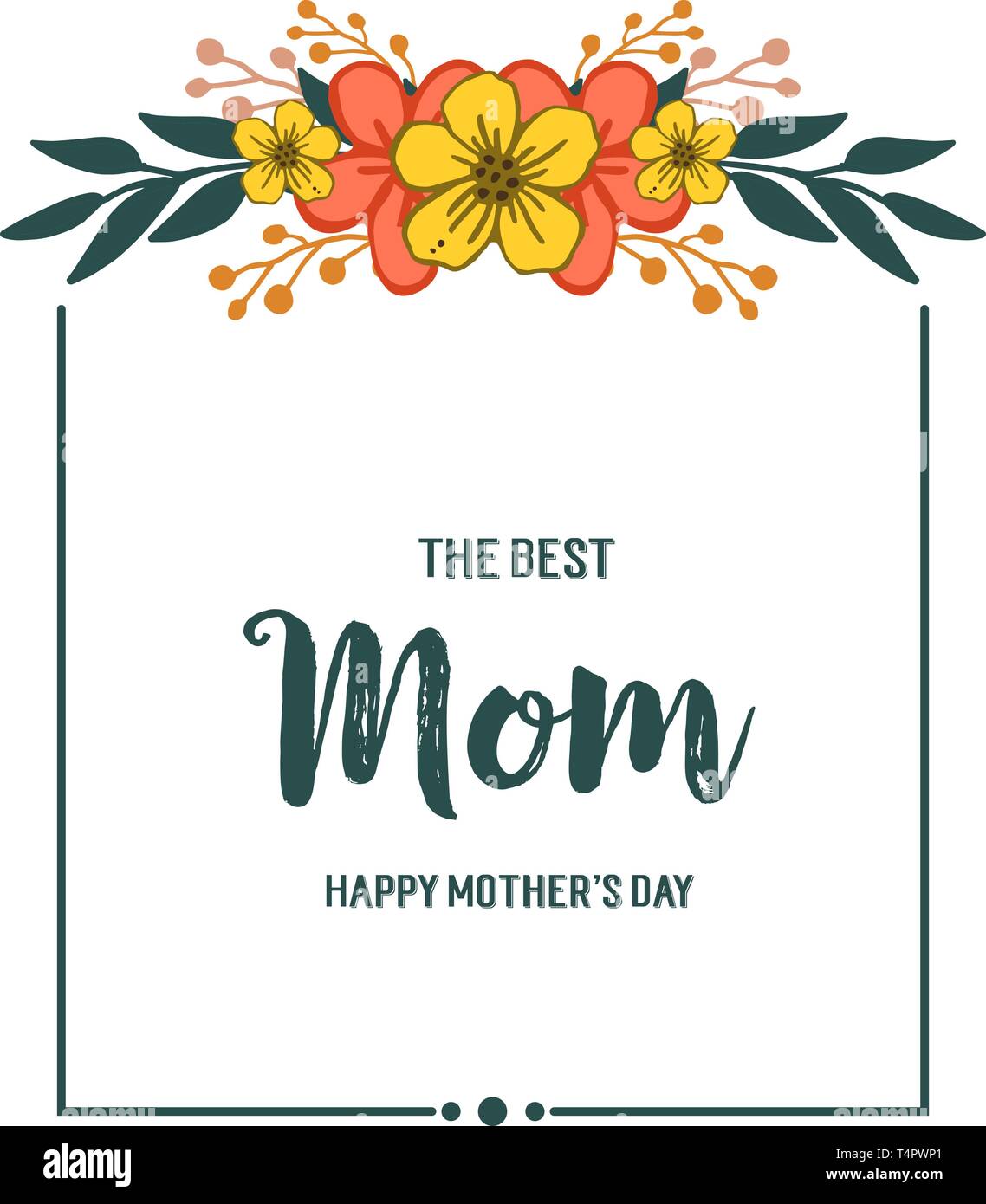 Vector illustration greeting card best mom for ornate leaf flower ...