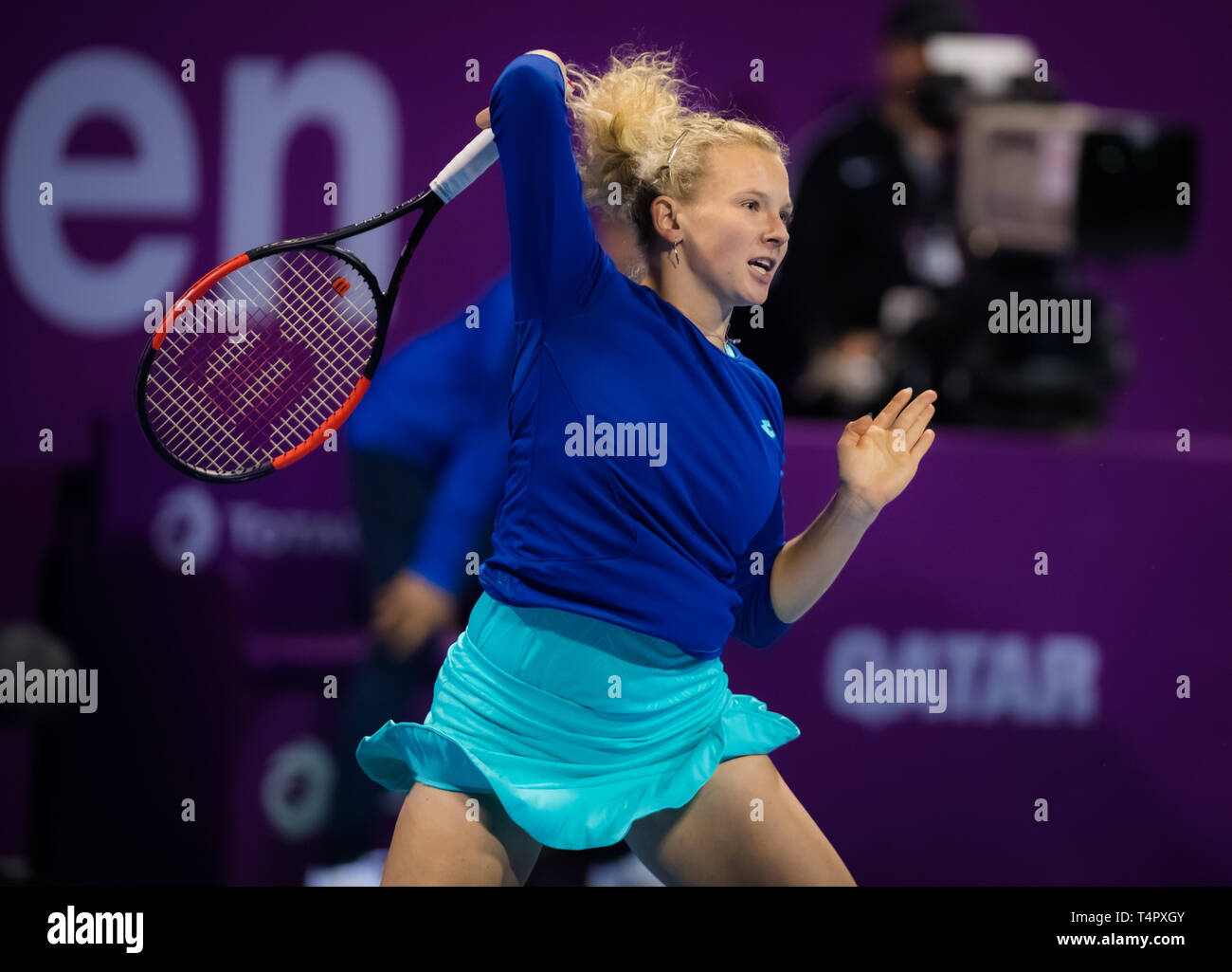 DOHA, QATAR - FEBRUARY 12 : Katerina Siniakova of the Czech Republic at ...