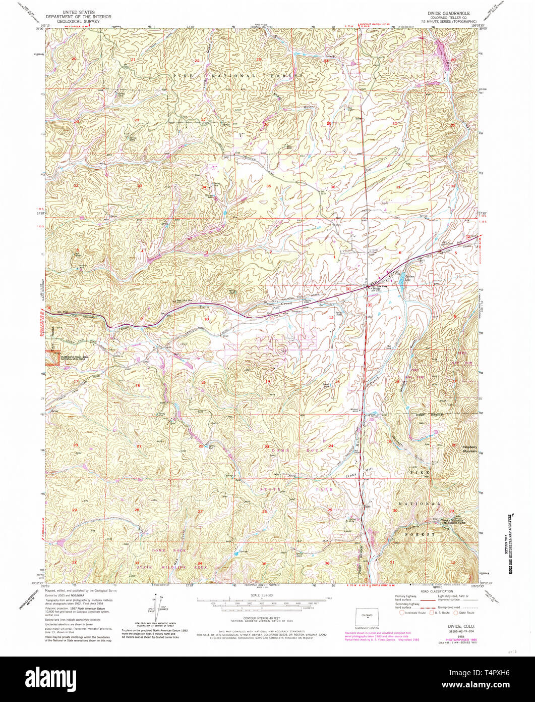 USGS TOPO Map Colorado CO Divide 232831 1954 24000 Restoration Stock ...