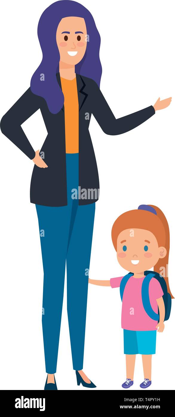 young mother with little daughter Stock Vector Image & Art - Alamy
