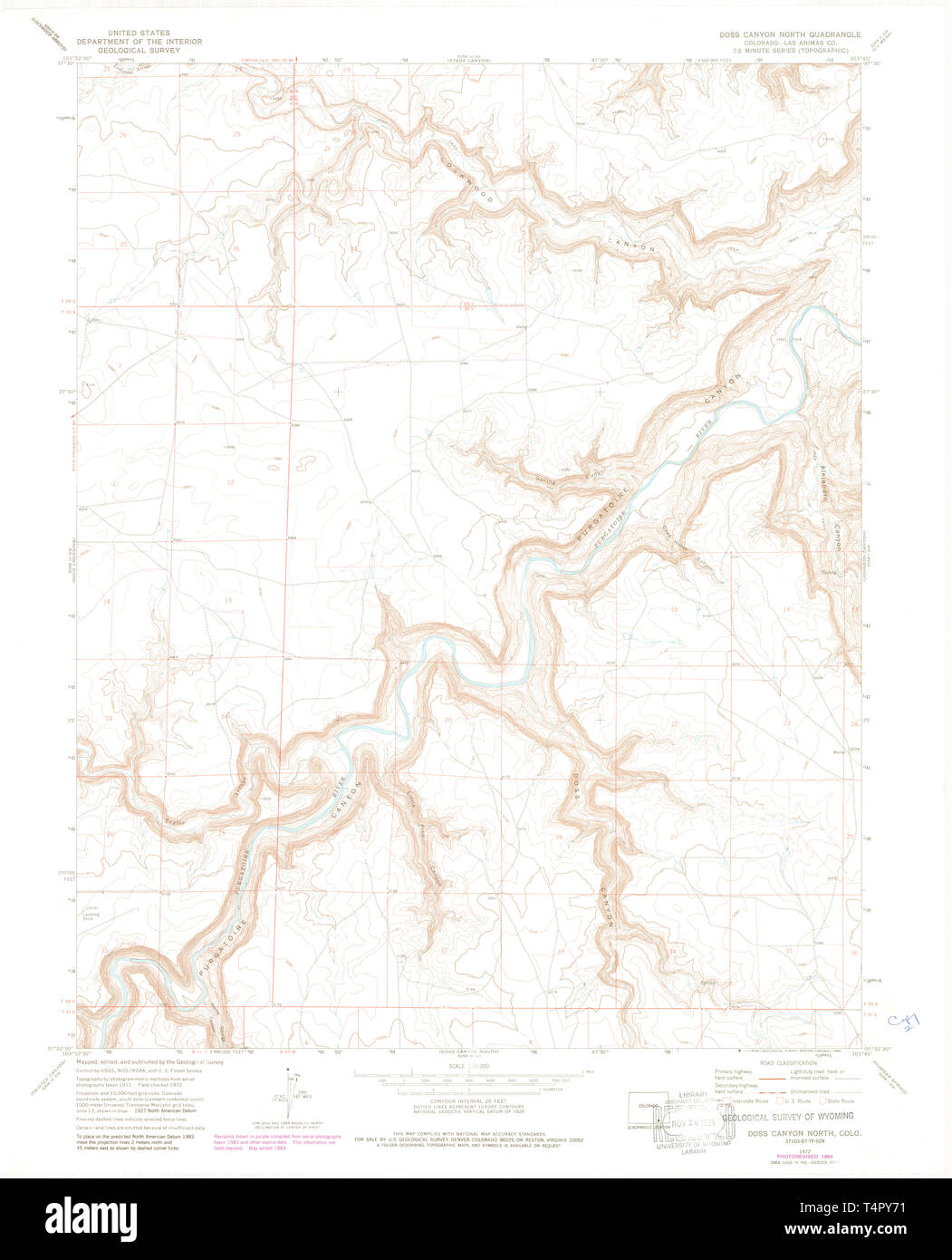 USGS TOPO Map Colorado CO Doss Canyon North 400575 1972 24000 ...