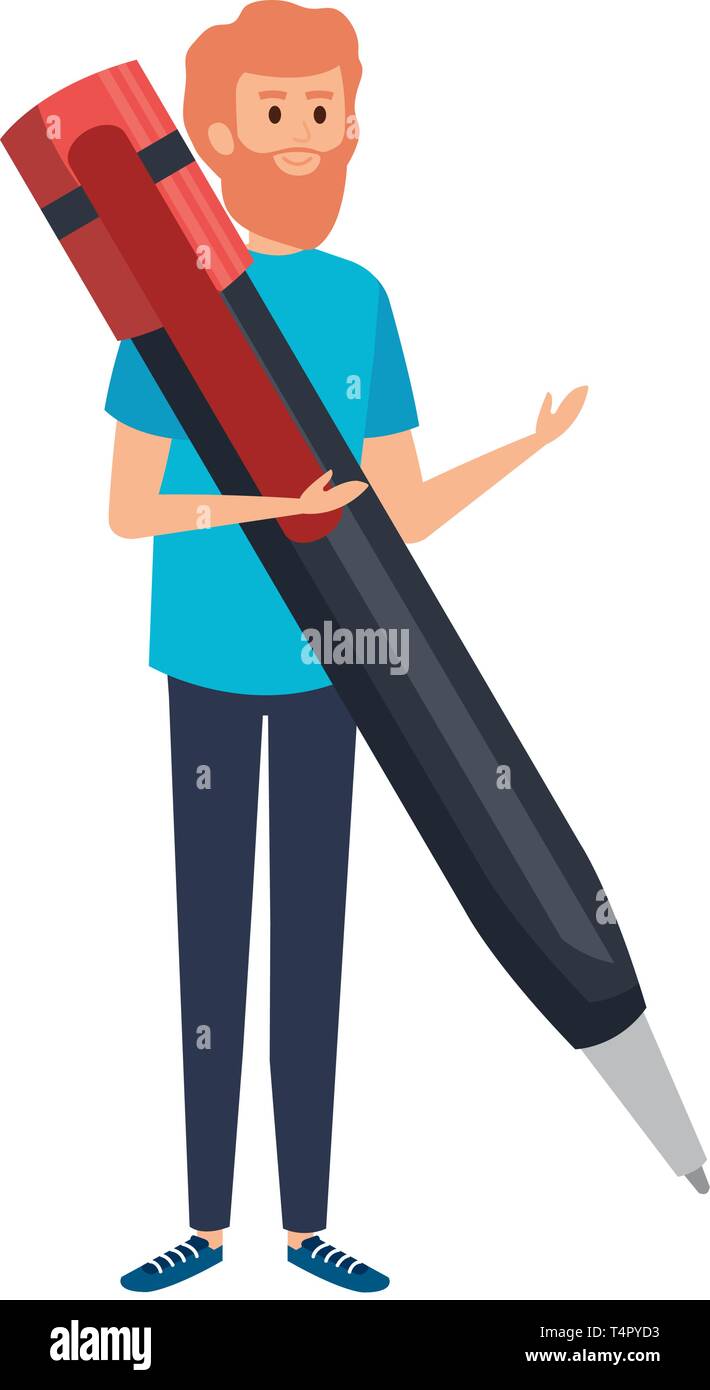 Male avatar with pen Stock Vector Images - Alamy