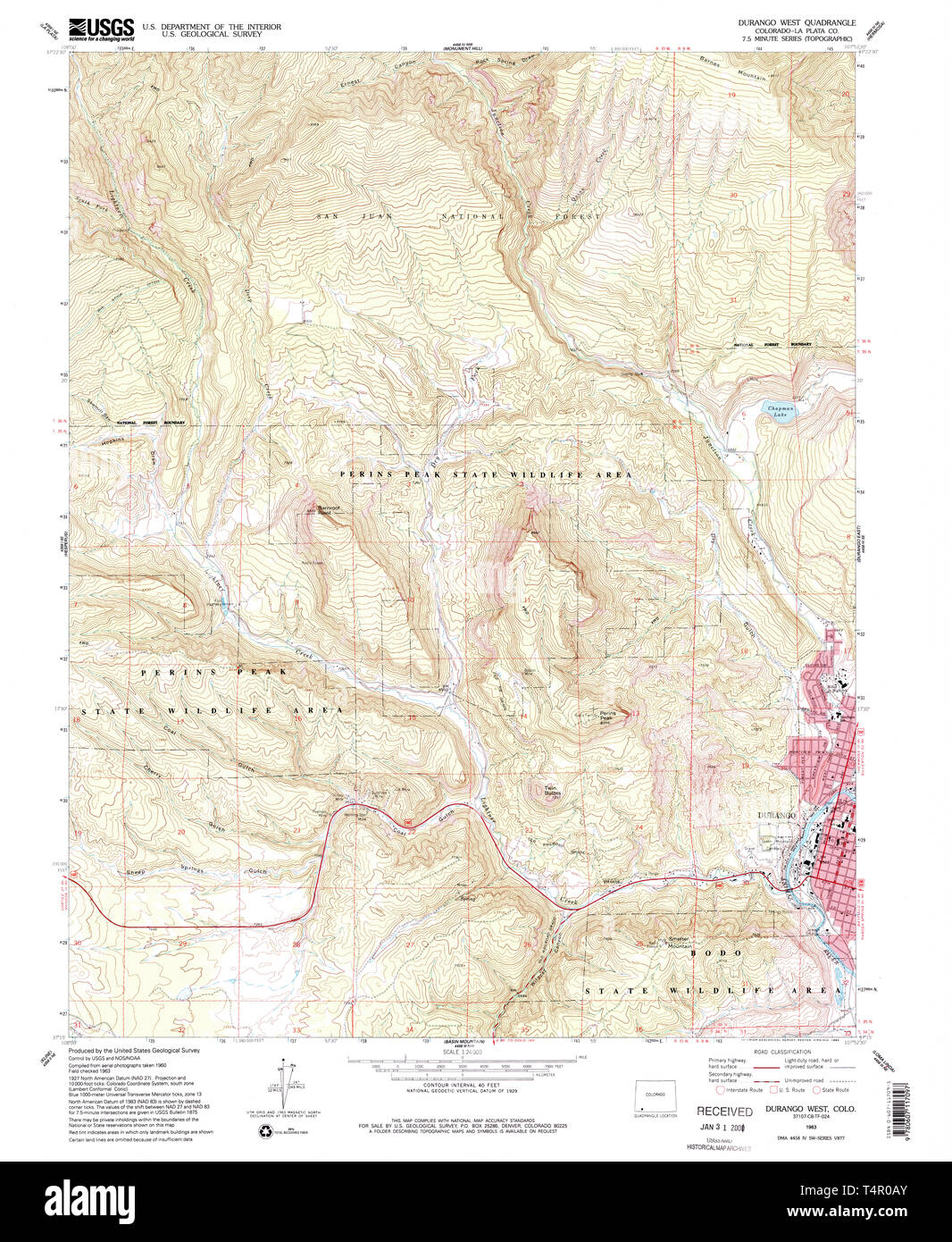 Durango colorado map Cut Out Stock Images & Pictures - Alamy