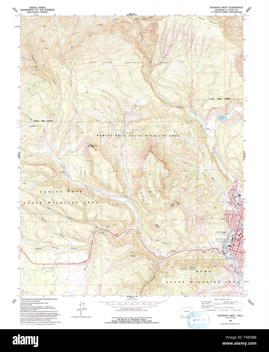 Durango colorado map hi-res stock photography and images - Alamy