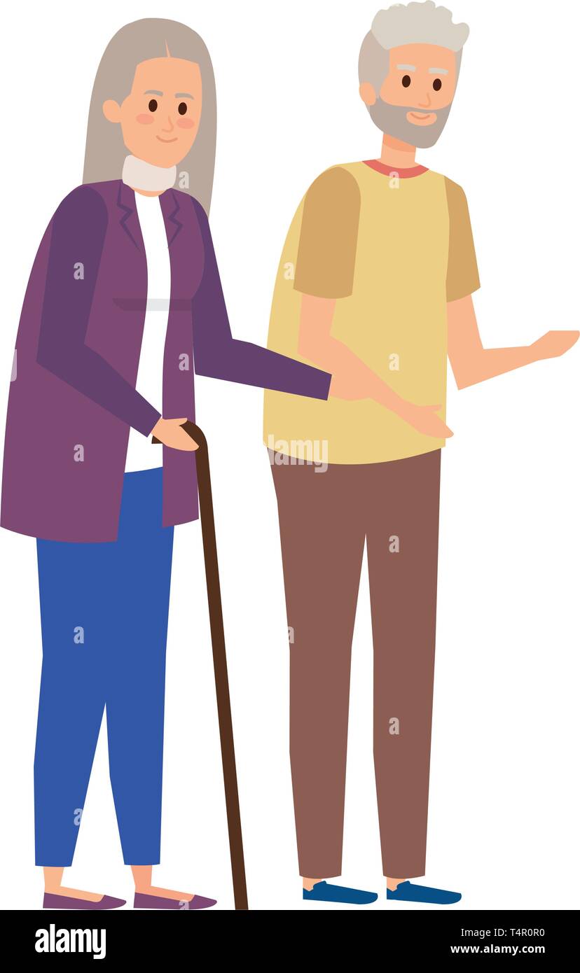 old couple with canes characters Stock Vector Image & Art - Alamy