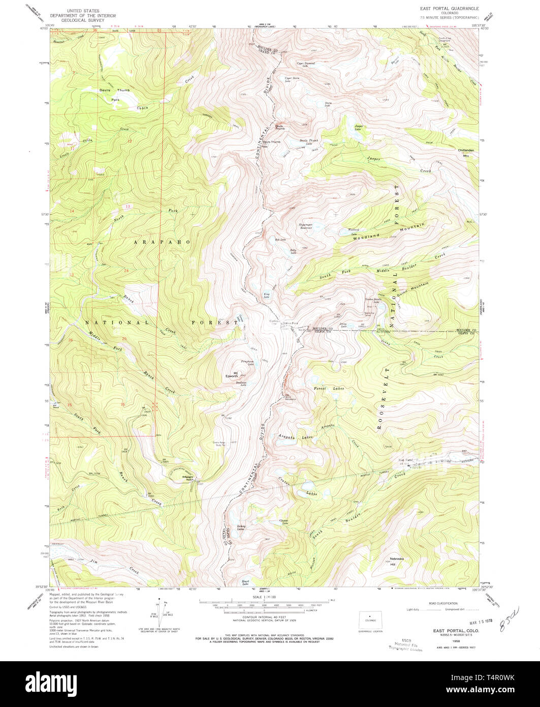 USGS TOPO Map Colorado CO East Portal 232892 1958 24000 Restoration ...