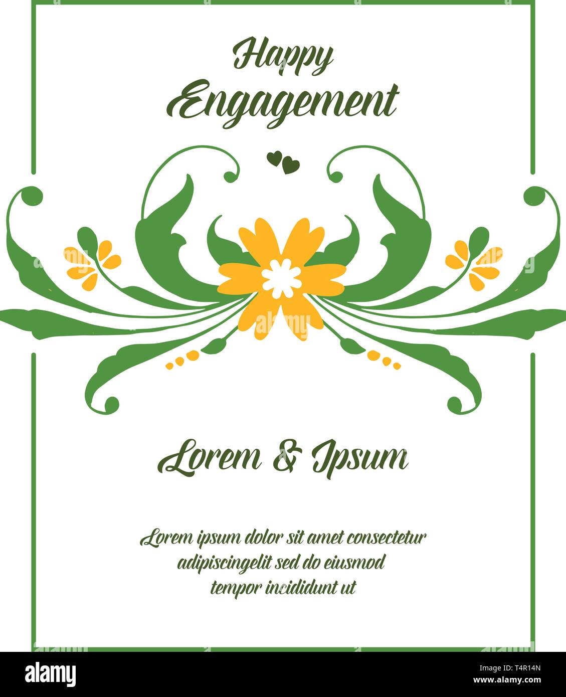 Vector illustration various decoration happy engagement with floral ...