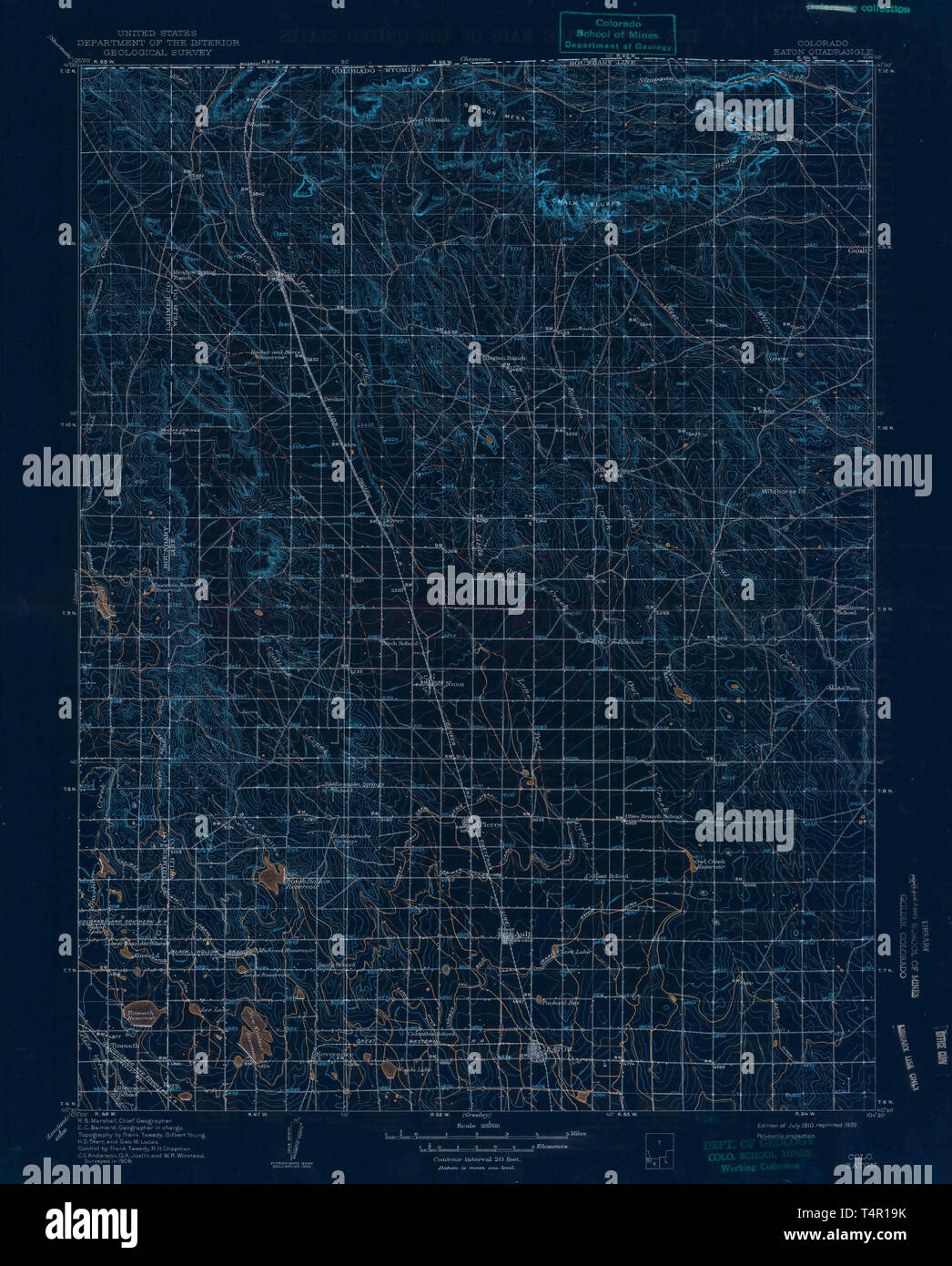 USGS TOPO Map Colorado CO Eaton 402924 1910 125000 Inverted Restoration ...
