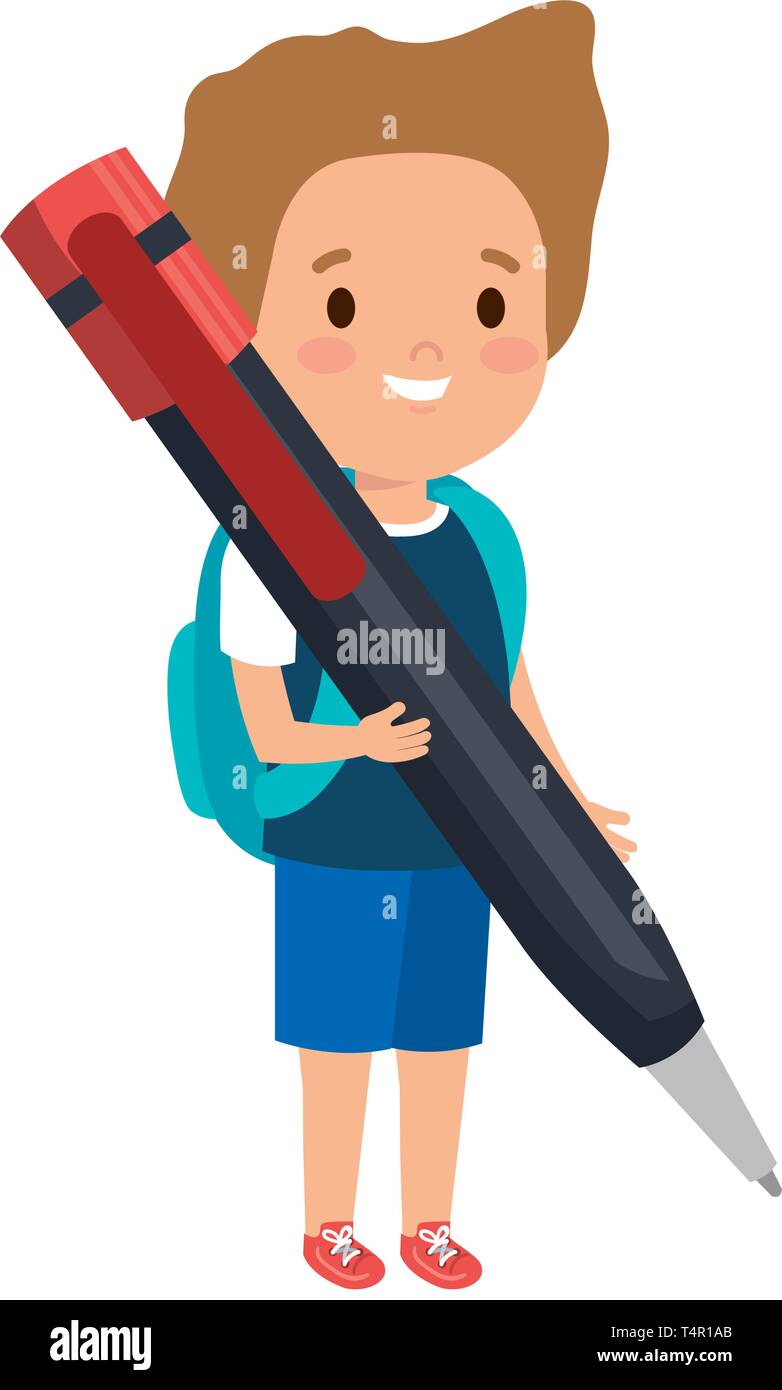 little boy student with pen Stock Vector Image & Art - Alamy