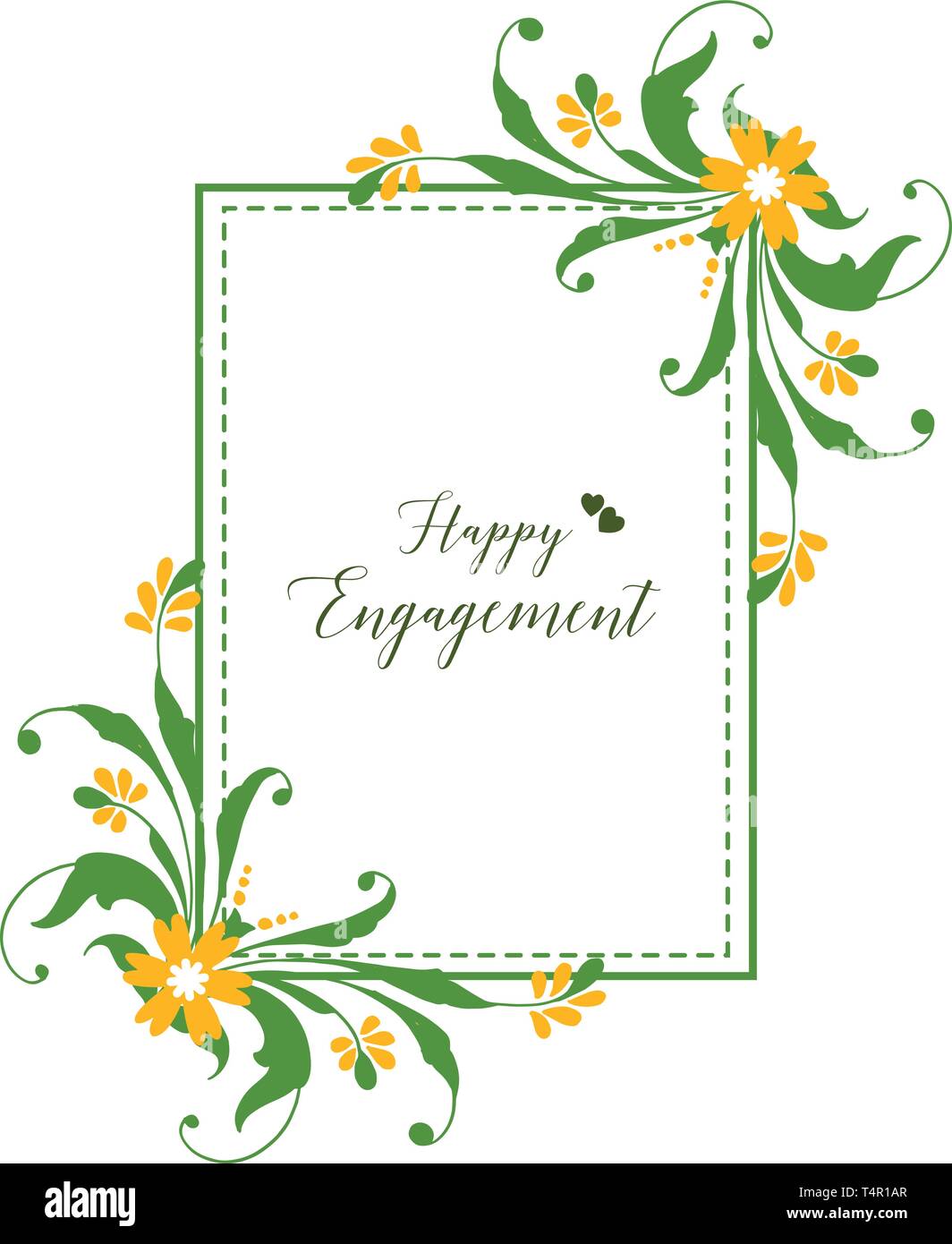 Vector illustration greeting card happy engagement with various floral ...