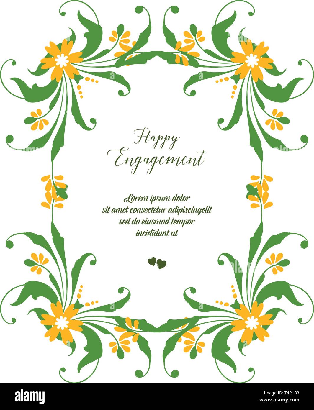 Vector illustration greeting card happy engagement with various floral ...