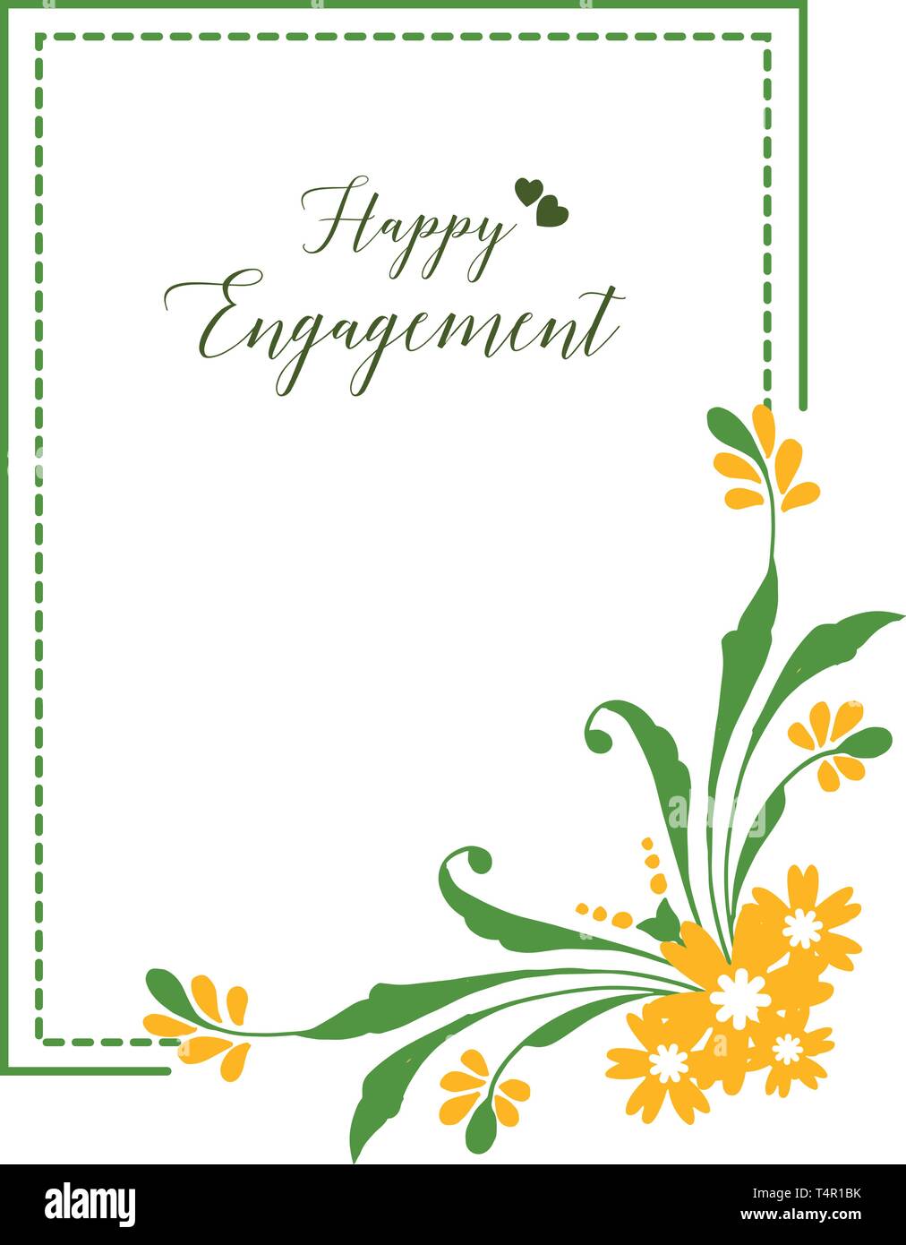 Vector illustration greeting card happy engagement with various floral ...