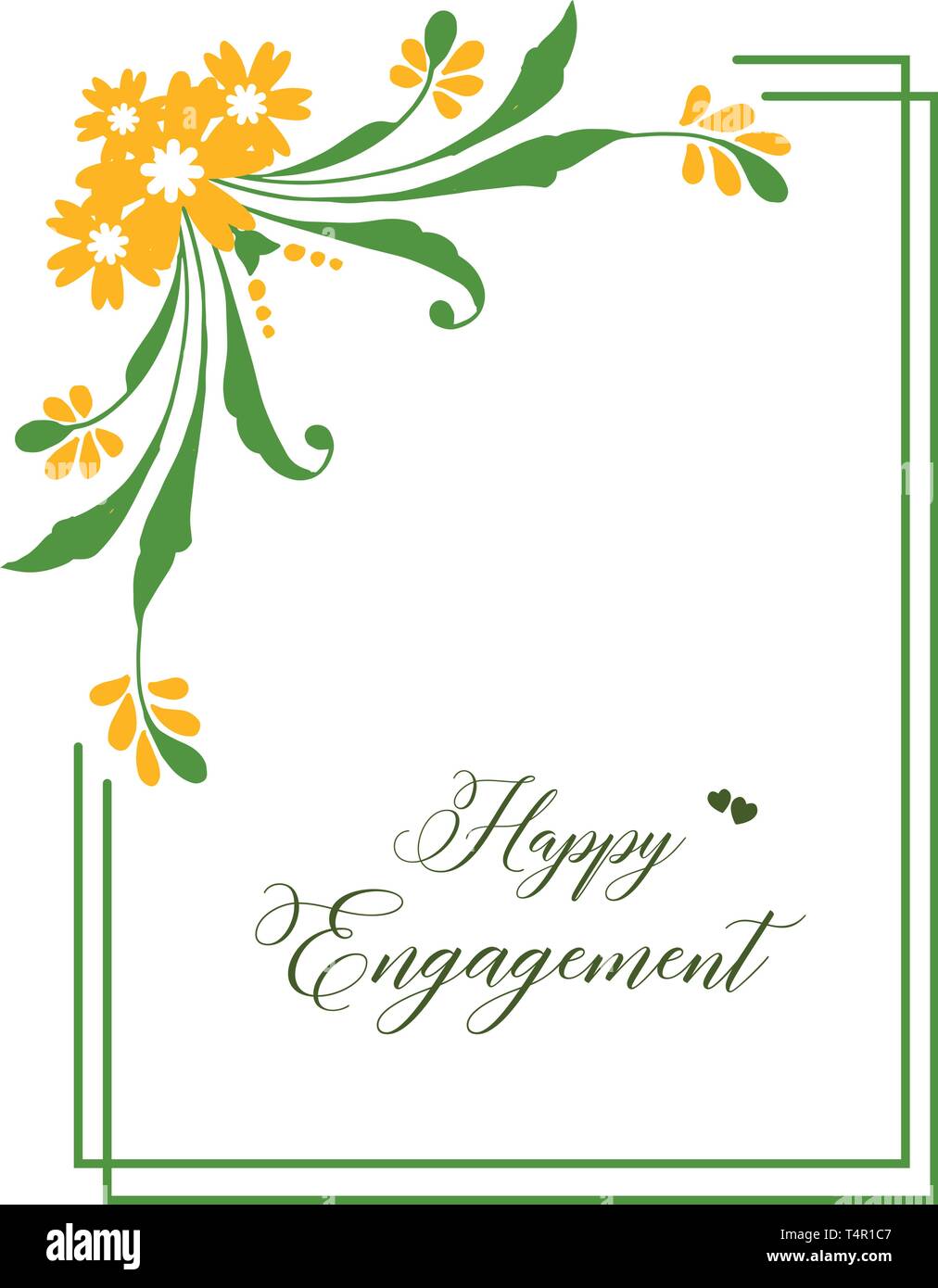 Vector illustration greeting card happy engagement with various floral ...