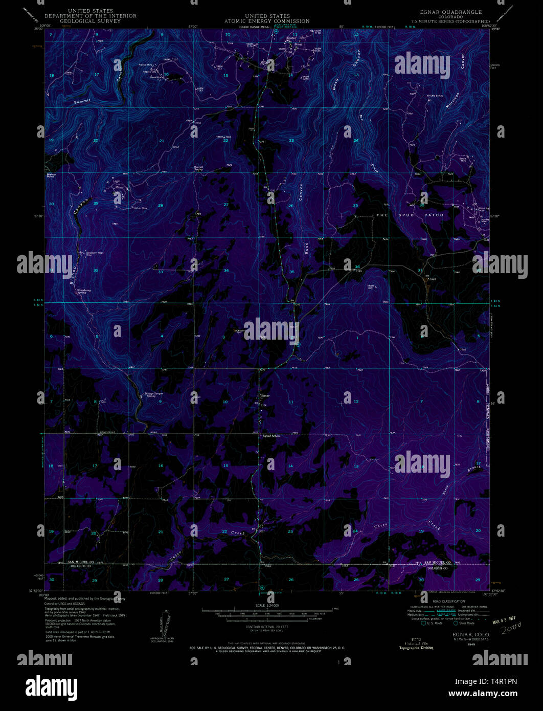 USGS TOPO Map Colorado CO Egnar 232912 1949 24000 Inverted Restoration ...