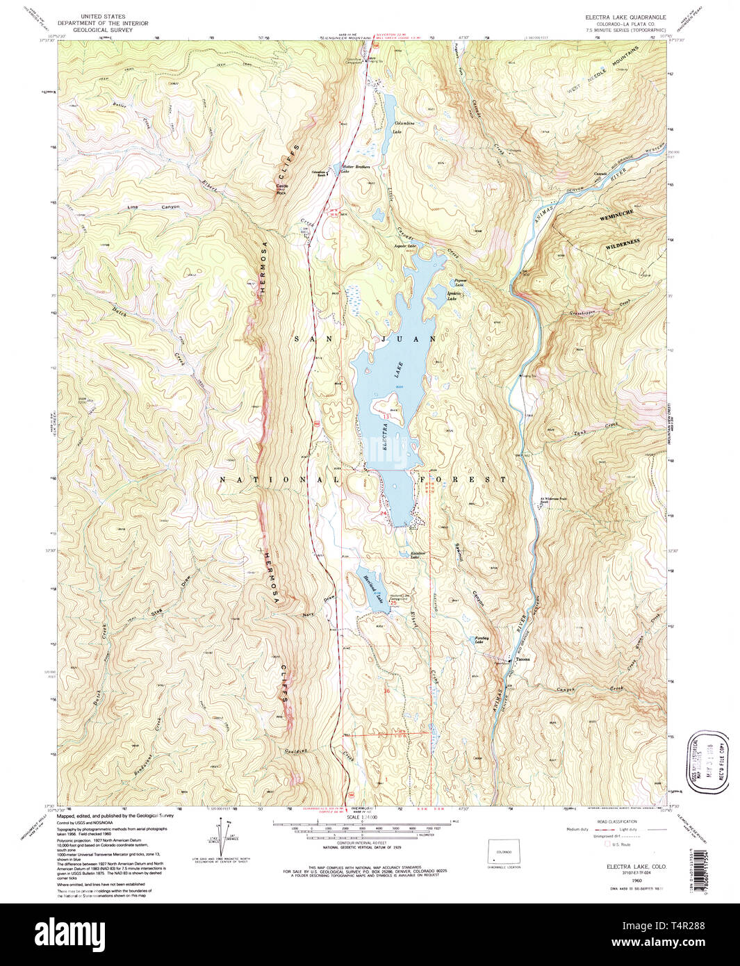 USGS TOPO Map Colorado CO Electra Lake 232924 1960 24000 Restoration ...