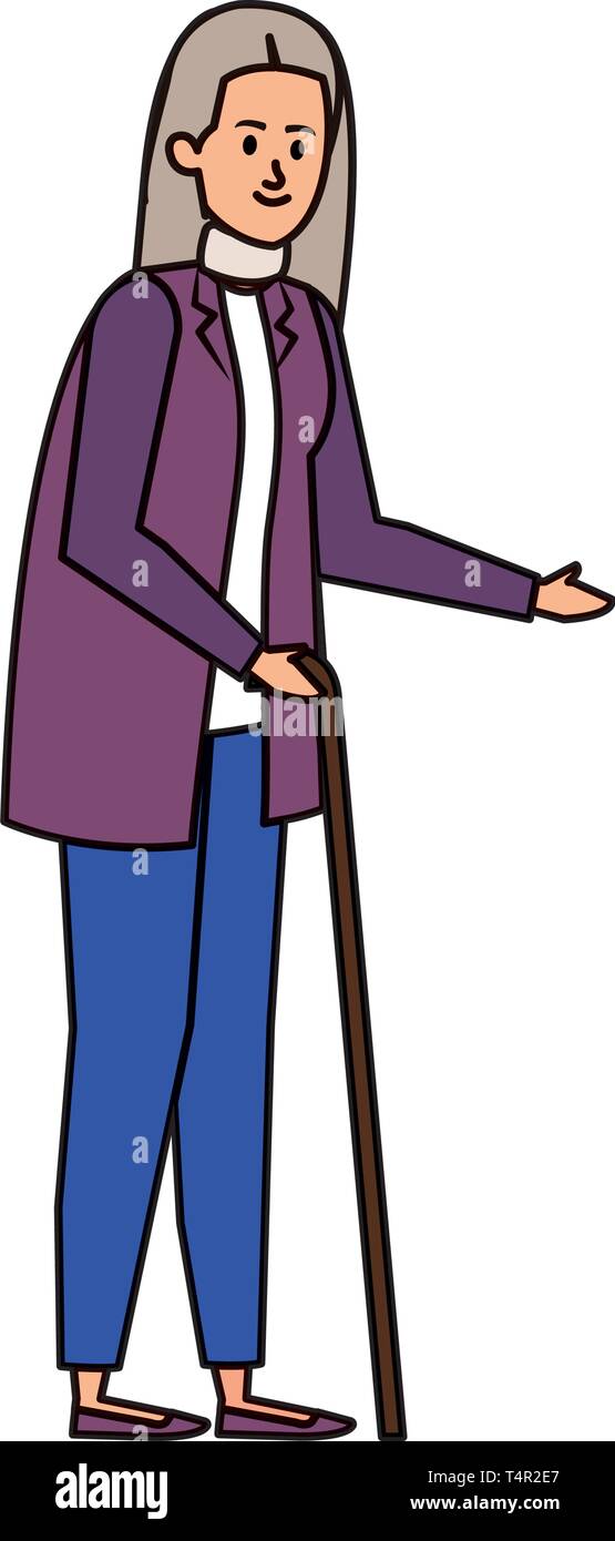 old woman with cane character Stock Vector Image & Art - Alamy