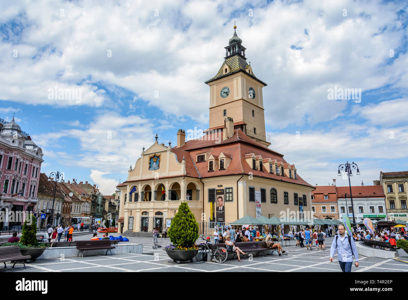 Brasov, Romania, July 14, 2018: Tourist visiting and eating on the ...