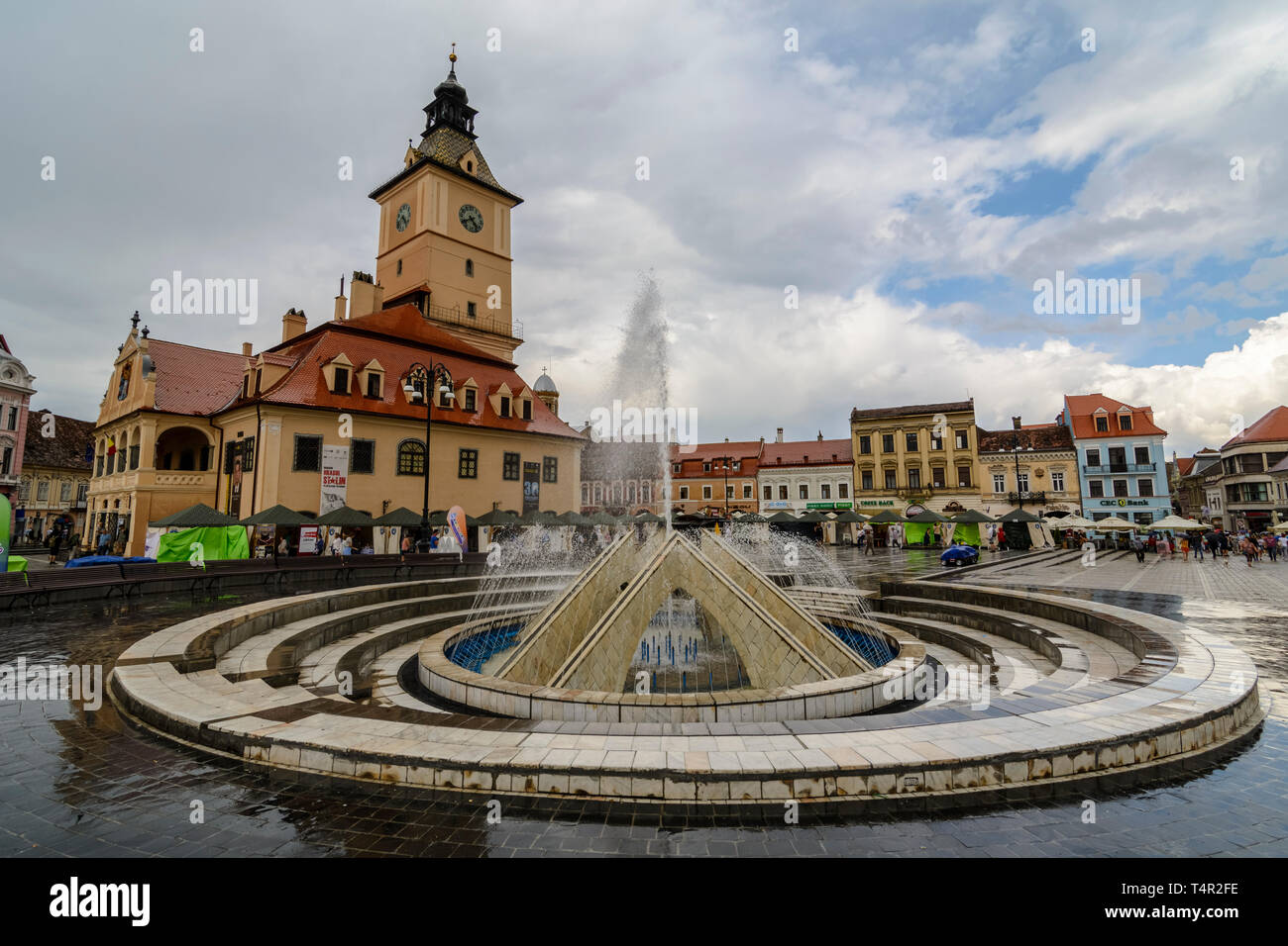 Brasov, Romania, July 14, 2018: Tourist visiting and eating on the ...