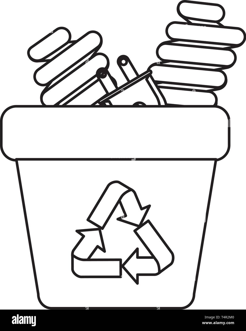 garbage pot with recycle arrows and bulbs Stock Vector Image & Art - Alamy