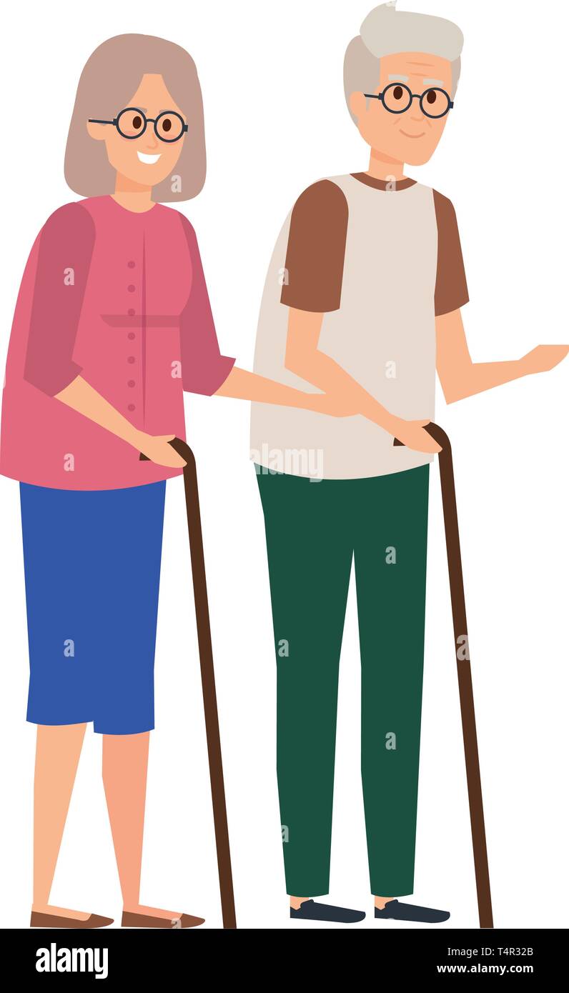 old couple with canes characters Stock Vector Image & Art - Alamy