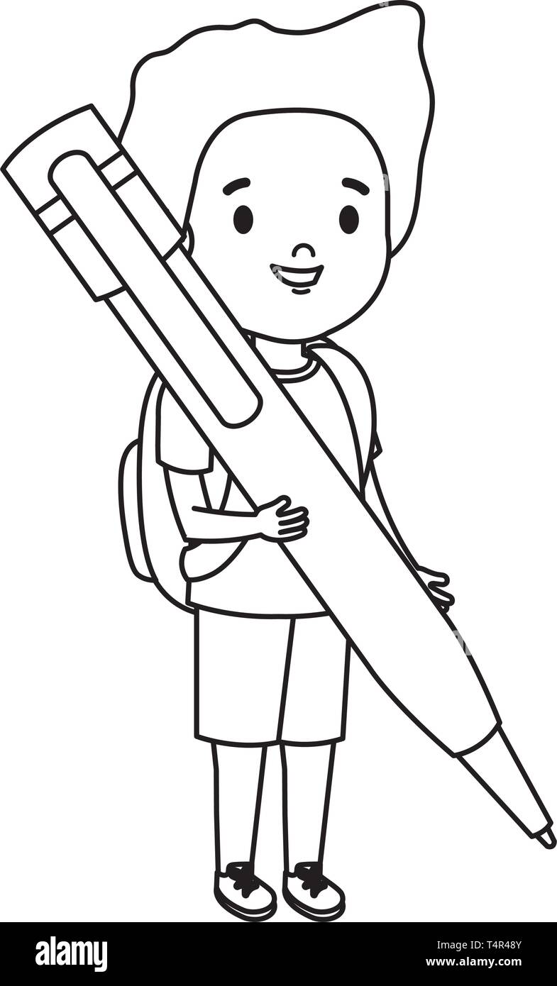 little boy student with pen Stock Vector Image & Art - Alamy