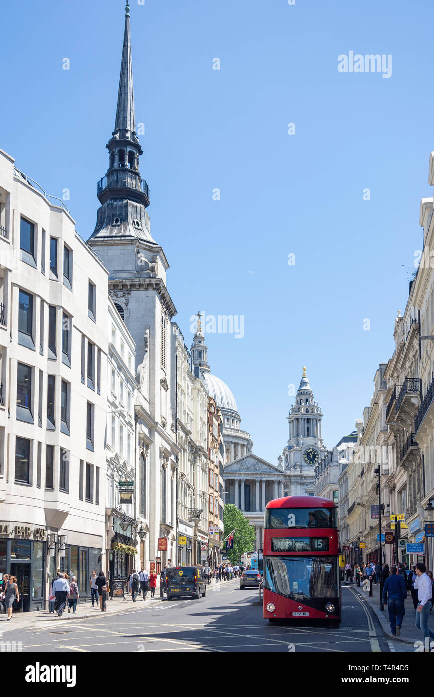 Street view showing St Paul's Cathedral, Ludgate Hill, Ludgate, City of ...