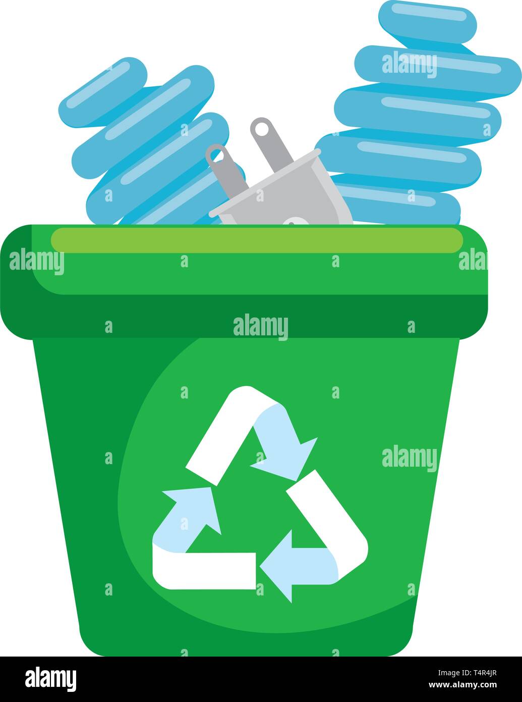 garbage pot with recycle arrows and bulbs Stock Vector Image & Art - Alamy