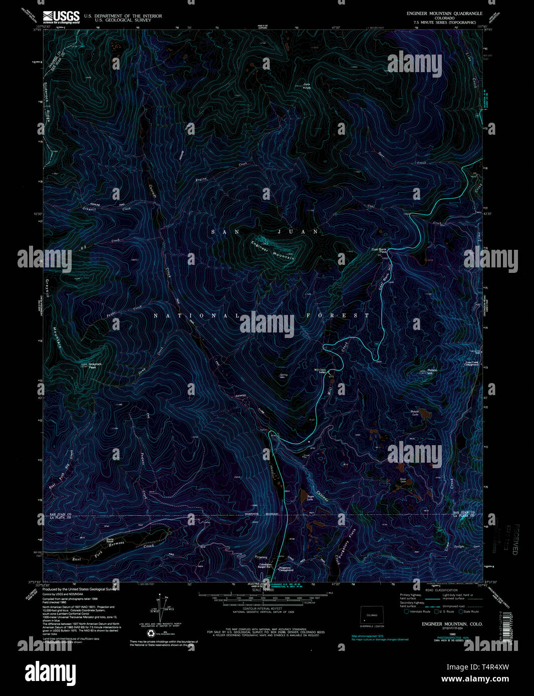 USGS TOPO Map Colorado CO Engineer Mountain 232953 1960 24000 Inverted ...