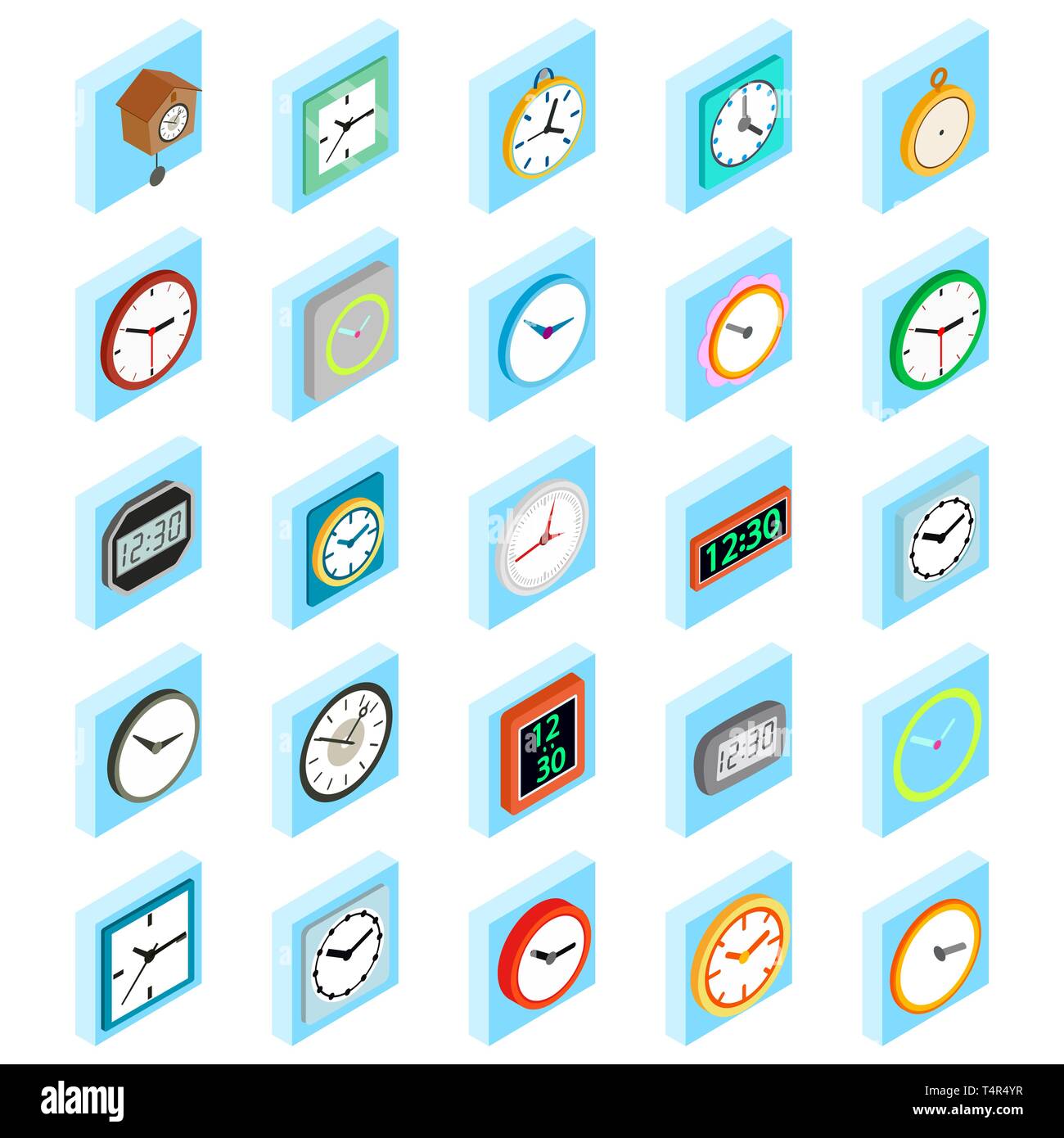Wall clock icons set, isometric style Stock Vector Image & Art - Alamy