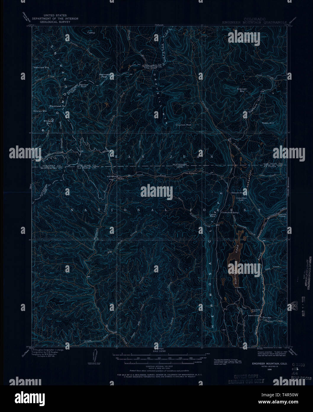 USGS TOPO Map Colorado CO Engineer Mountain 402891 1898 62500 Inverted ...