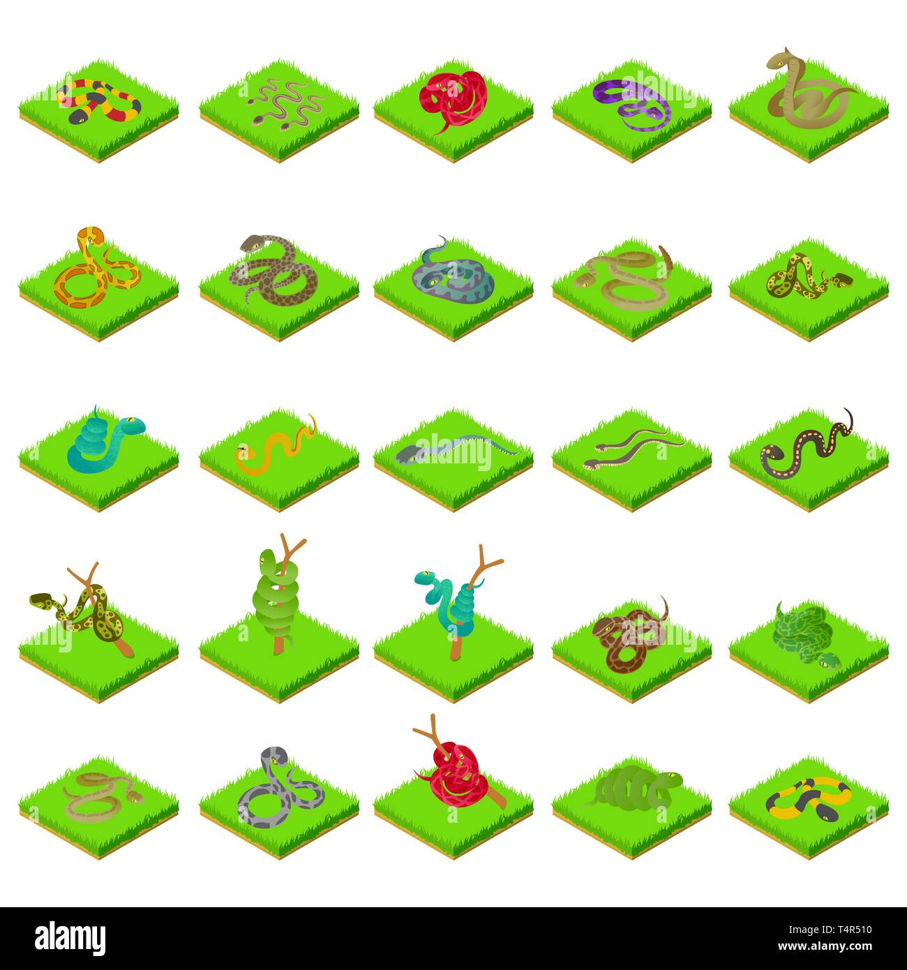 Snake icons set, isometric style Stock Vector Image & Art - Alamy